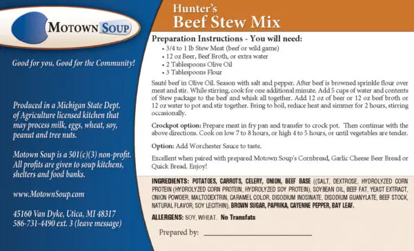 New! Beef Stew Mix - Motown Soup